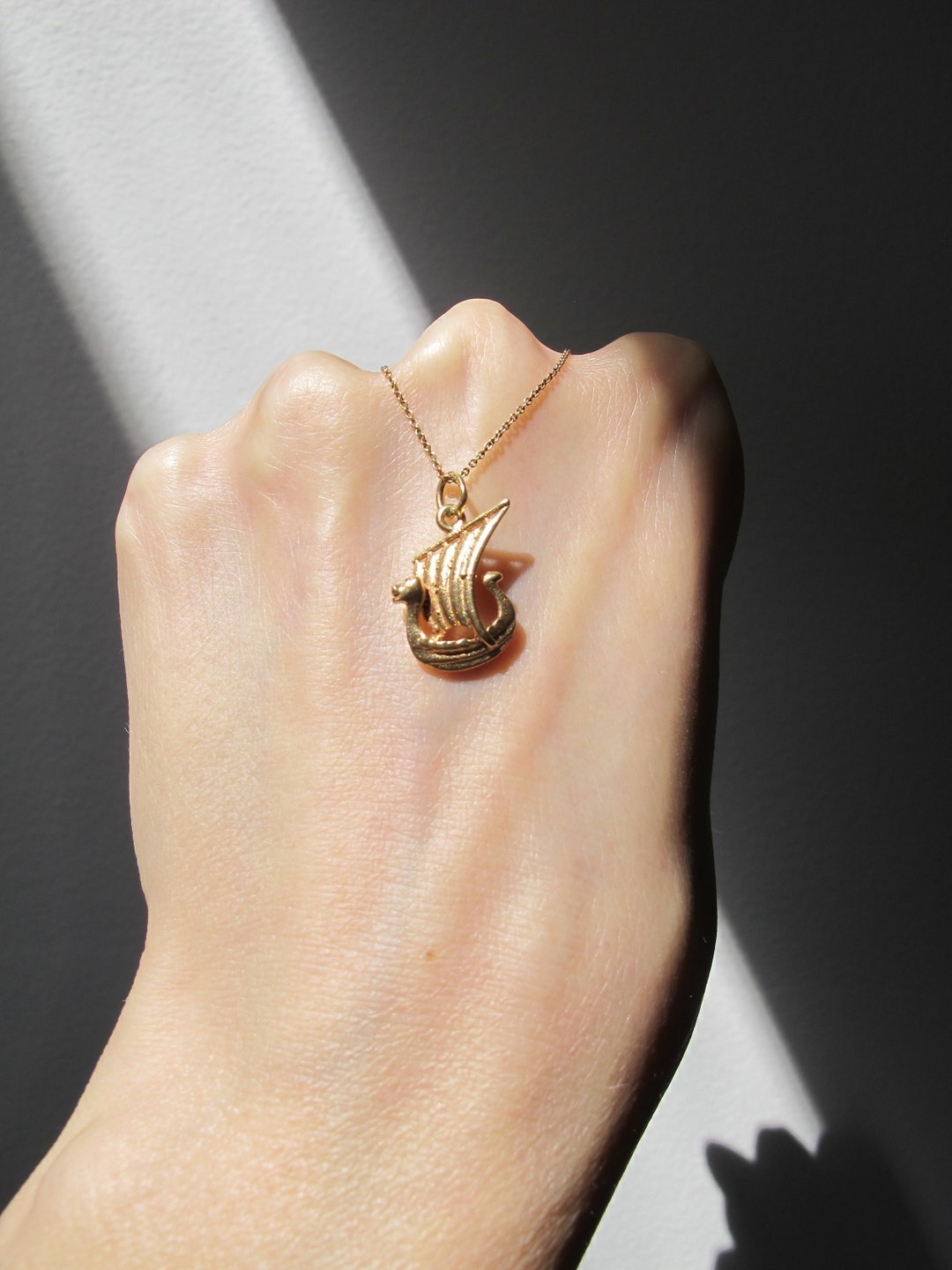 Vintage 14k Yellow Gold Norwegian Viking Ship Charm Pendant - Etsy