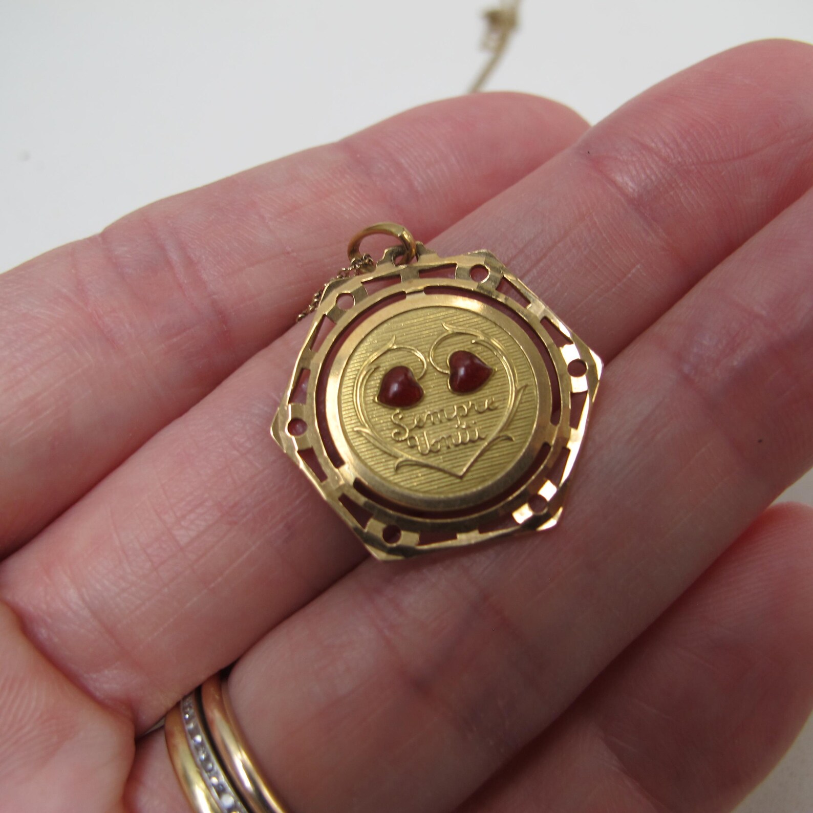 Vintage 18k Yellow Gold Mod Dep Sempre Uniti Enamel Italian Love Token ...