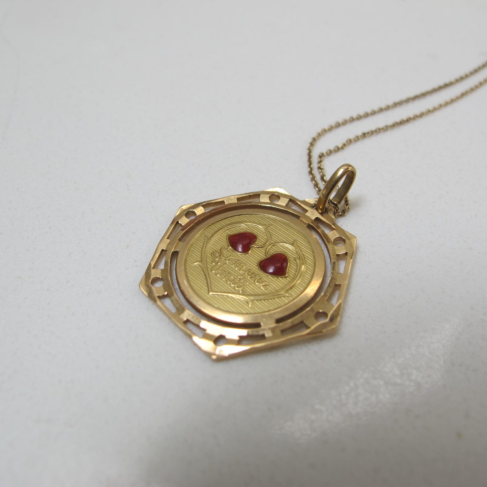 Vintage 18k Yellow Gold Mod Dep Sempre Uniti Enamel Italian Love Token ...