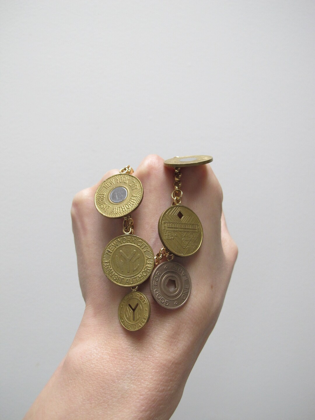 Vintage 18k Yellow Gold New York City Subway Token Charm Bracelet - Etsy