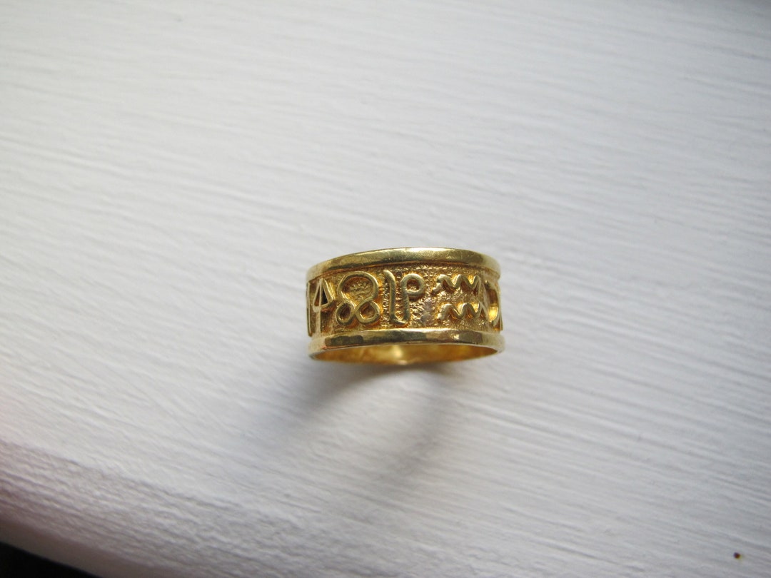 Vintage 18k Yellow Gold Zodiac Band Ring - Etsy