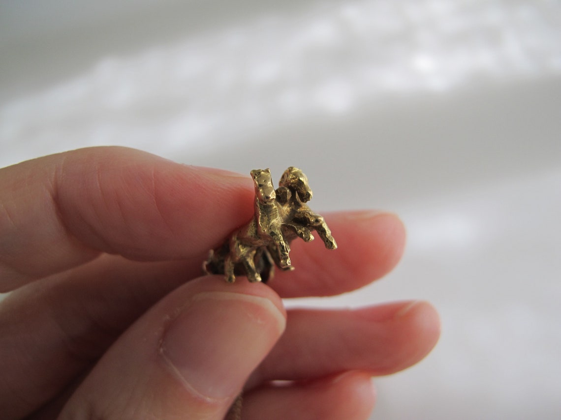 Vintage 18k Yellow Gold Gladiator Horse Chariot Charm Pendant - Etsy