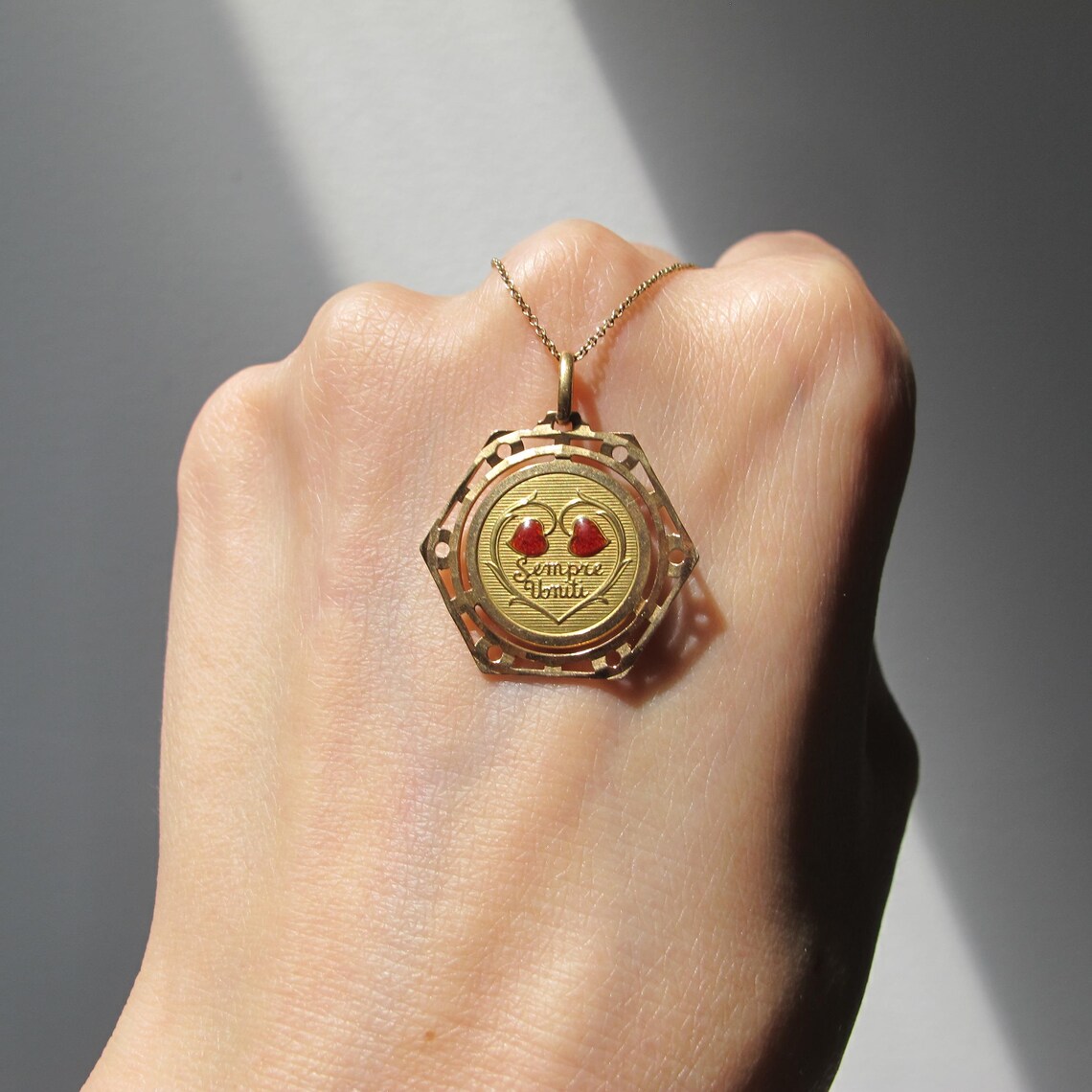 Vintage 18k Yellow Gold Mod Dep Sempre Uniti Enamel Italian Love Token ...