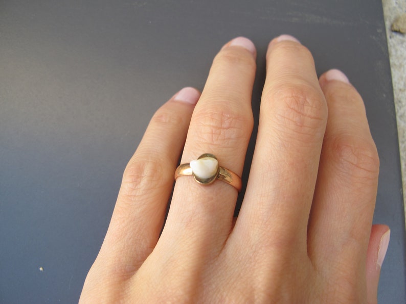 Antique Victorian Era Milk Tooth Ring in 14k Rose Gold - Etsy