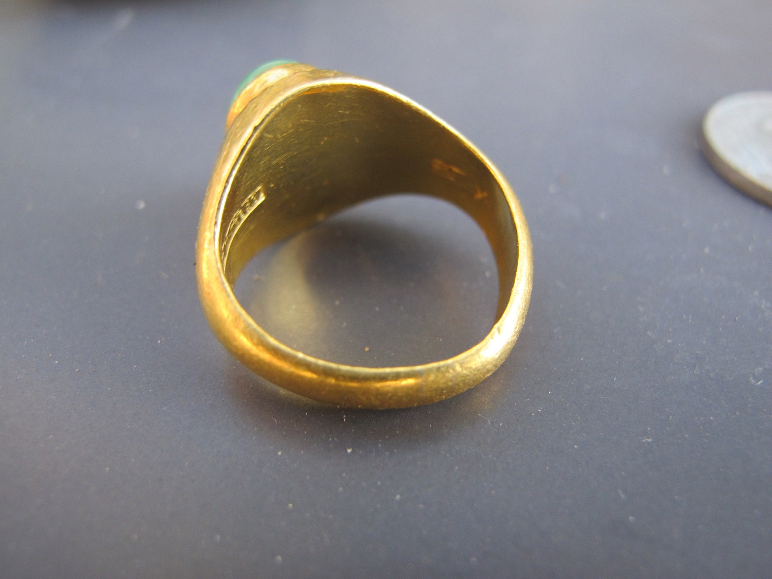 Vintage 22k Yellow Gold Jade Signet Ring - Etsy