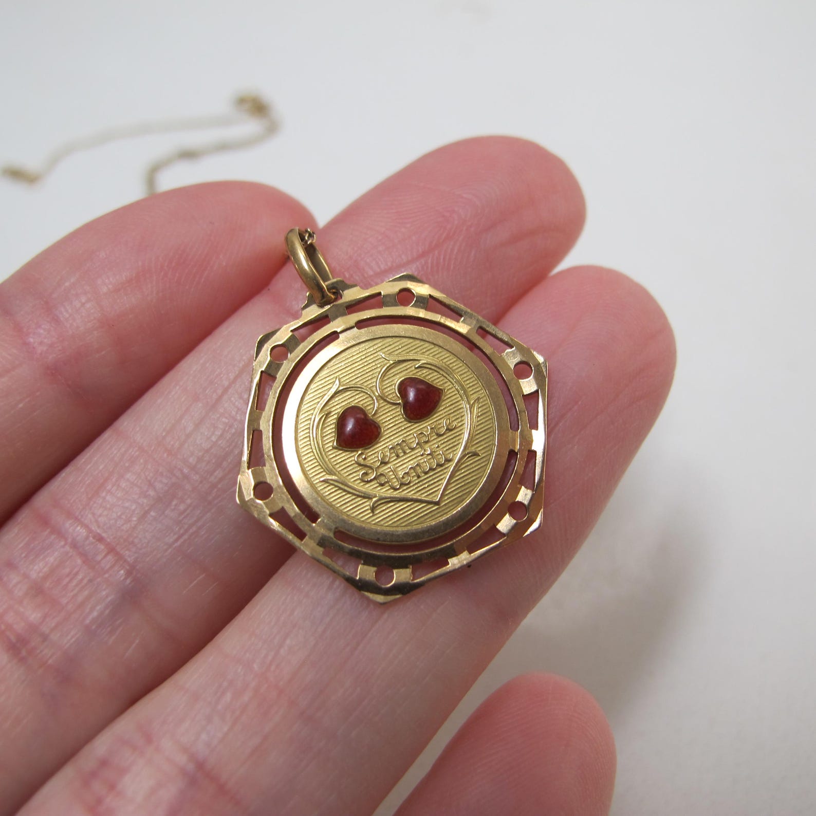 Vintage 18k Yellow Gold Mod Dep Sempre Uniti Enamel Italian Love Token ...