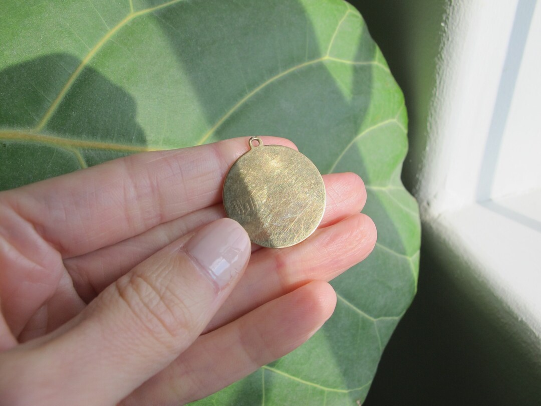 Vintage 14k Yellow Gold Large Round Disc Charm Pendant - Etsy