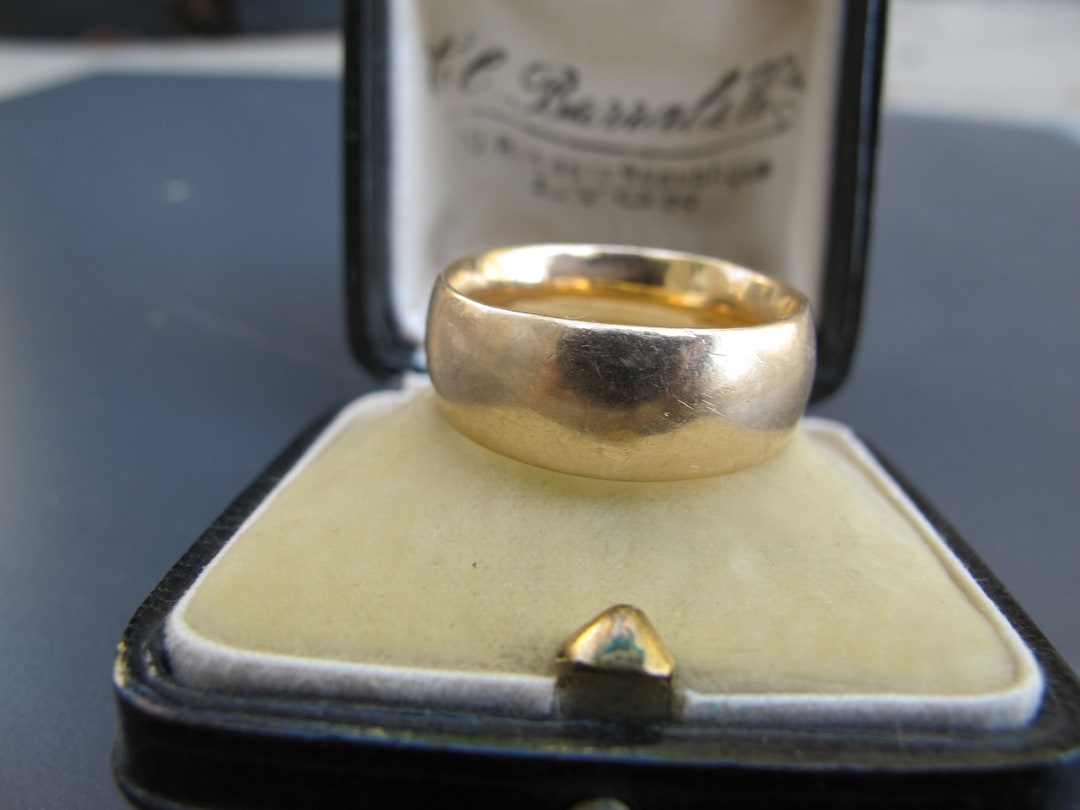 Vintage 14k Yellow Gold Wide Band Ring Unisex - Etsy