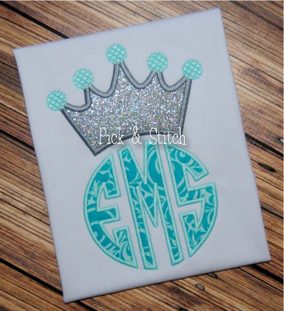 Items similar to Crown Monogram Topper Applique Design Machine ...