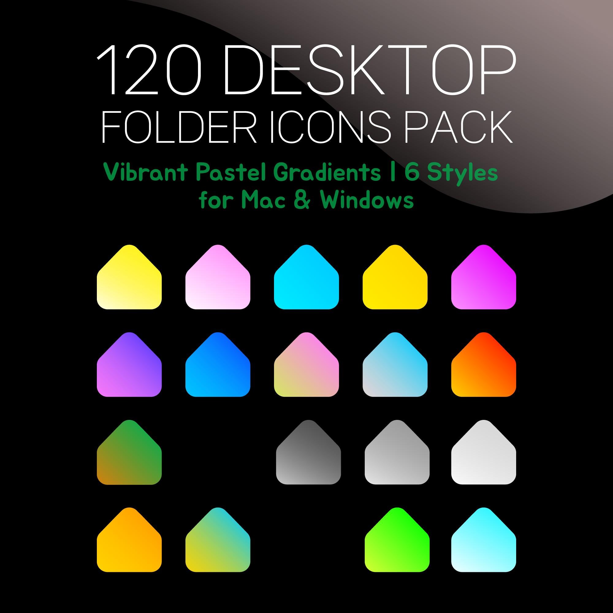 120 Desktop Folder Icons Pack | Vibrant Pastel Gradients | 6 Styles for ...
