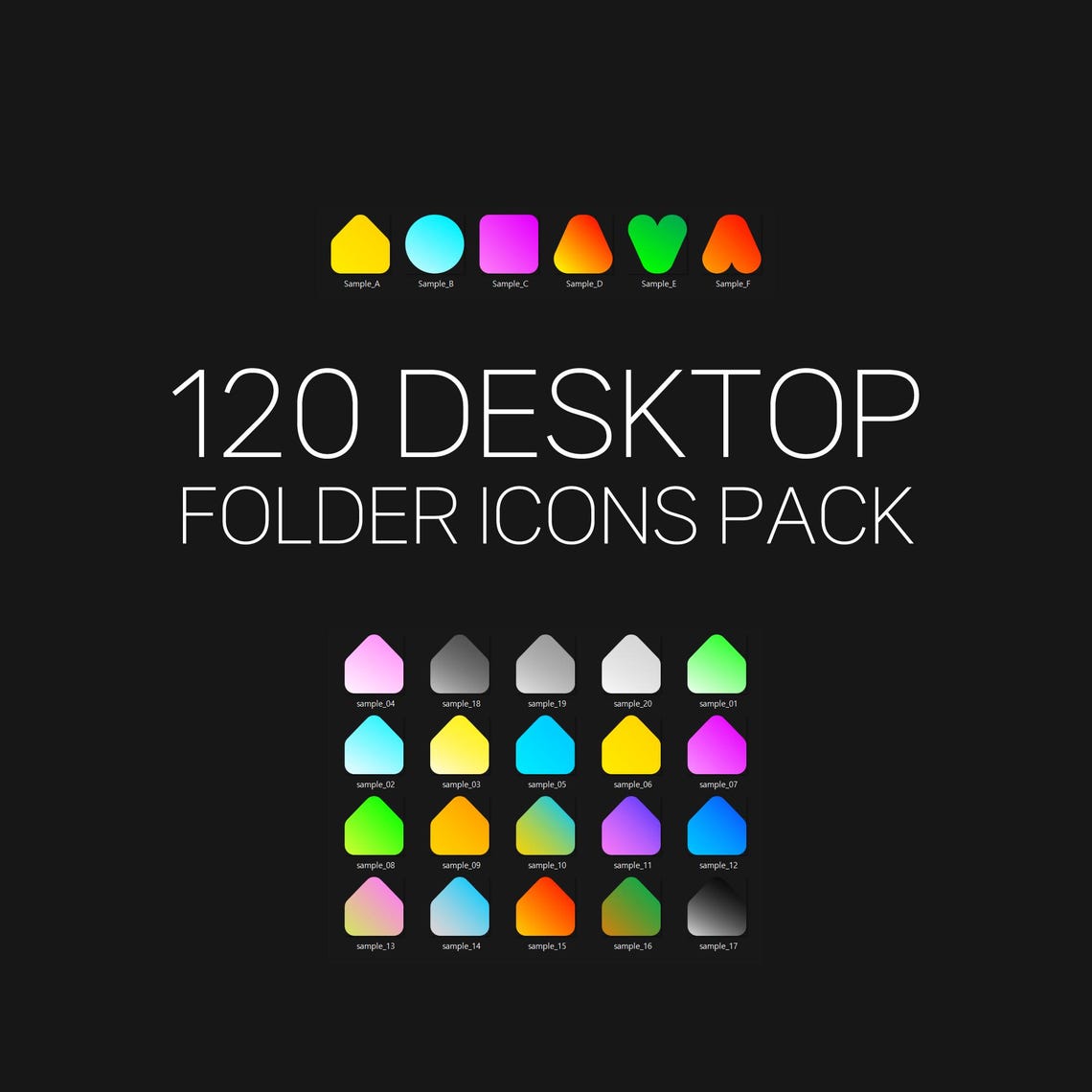 120 Desktop Folder Icons Pack | Vibrant Pastel Gradients | 6 Styles for ...