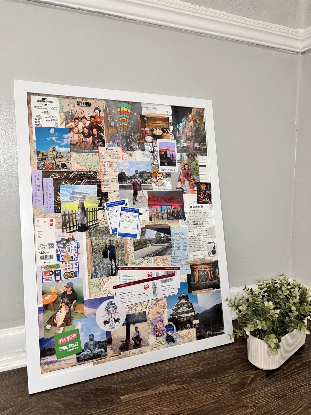 Personalized Travel Photo Collage Frame - Handmade Vacation Memory Art ...