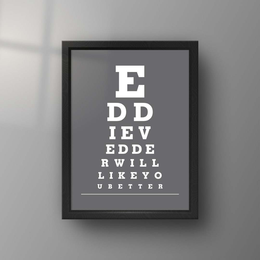 Eddie Vedder Custom Eye Chart Print (framed) - Etsy