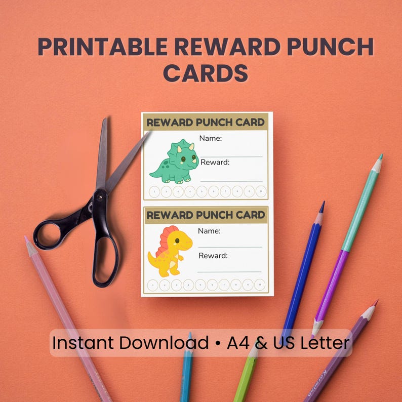Dinosaur Punch Cards | Kids Behavior Printable | A4 & US Letter ...