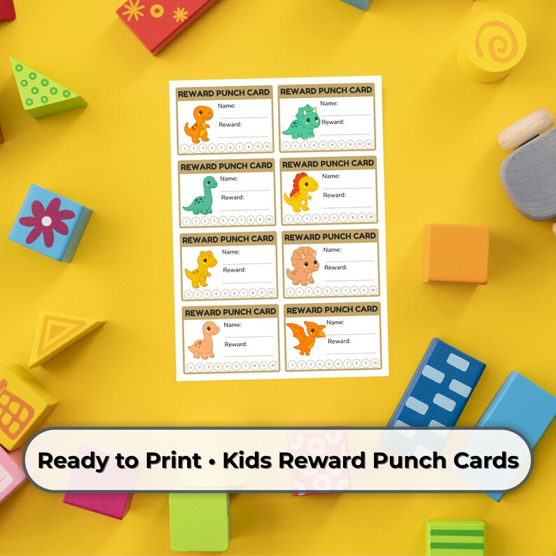 Dinosaur Punch Cards | Kids Behavior Printable | A4 & US Letter ...