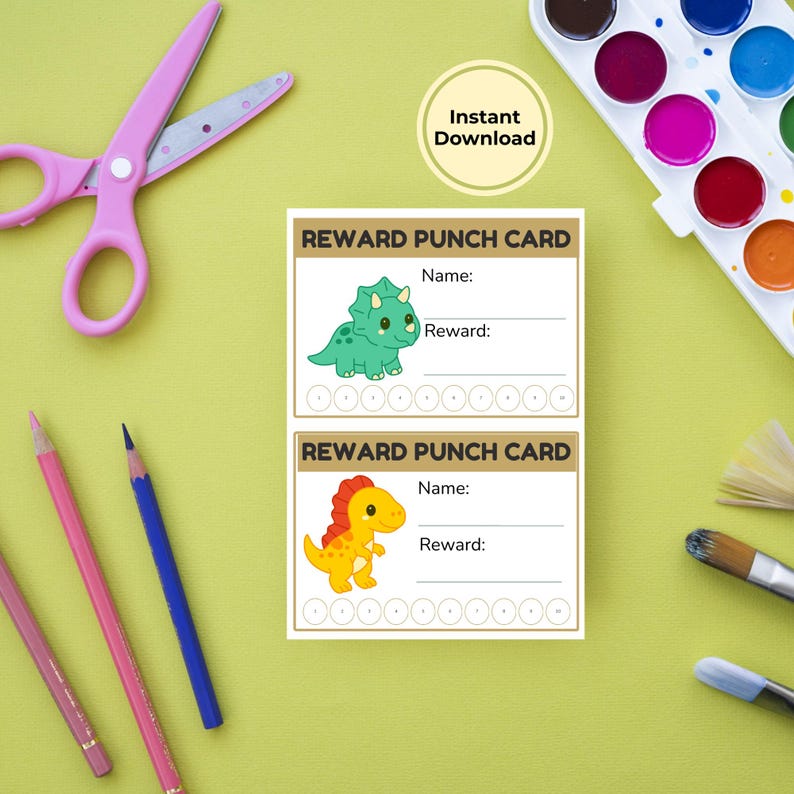 Dinosaur Punch Cards | Kids Behavior Printable | A4 & US Letter ...