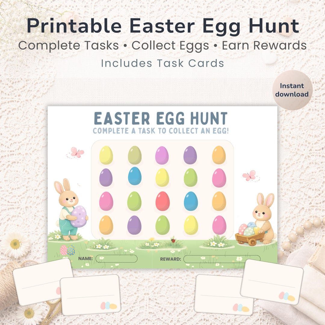 Easter Egg Hunt Printable for Kids | Reward Chart With Task Cards ...