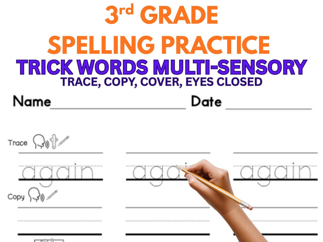 Spelling Practice Worksheets, 3rd Grade Printable Bundle, Trick Words ...