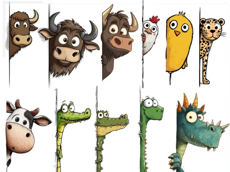 Watercolor Peeking Animals Clipart Bundle, Woodland Creatures (digital ...