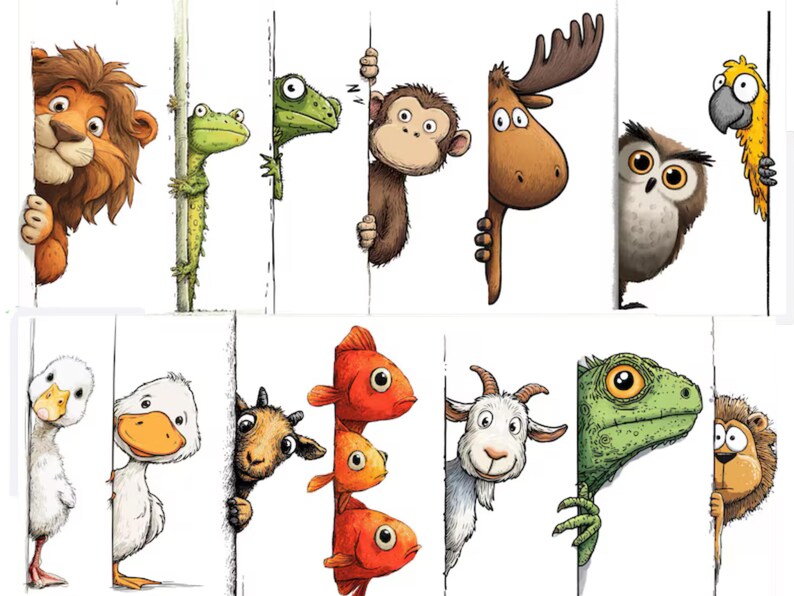 Watercolor Peeking Animals Clipart Bundle, Woodland Creatures (digital ...