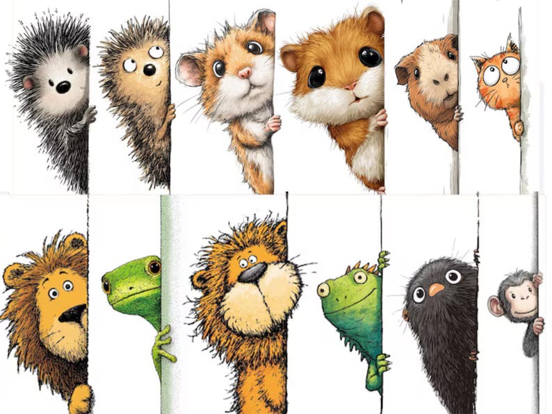 Watercolor Peeking Animals Clipart Bundle, Woodland Creatures (digital ...