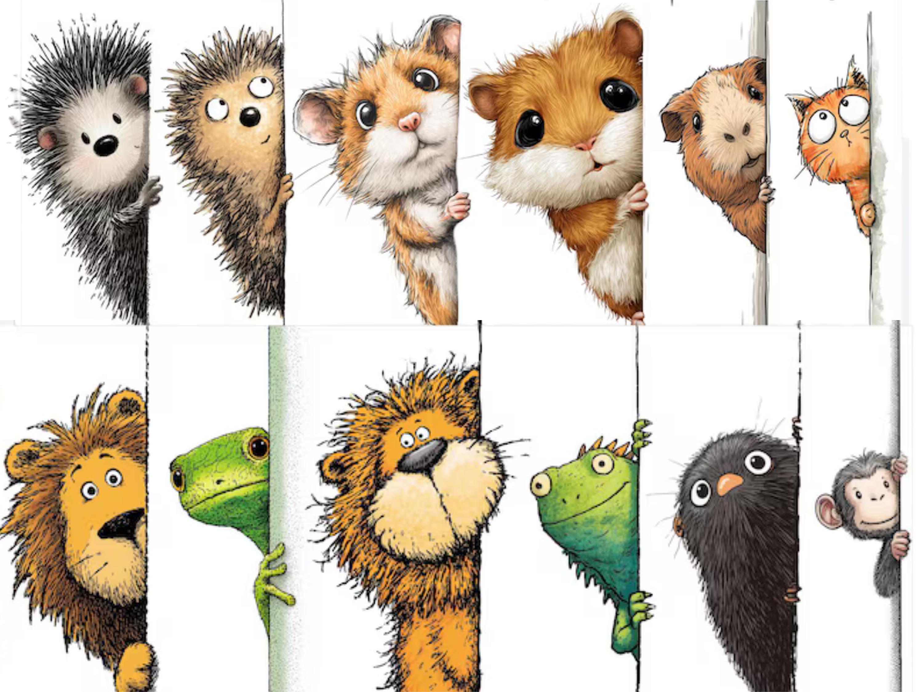 Watercolor Peeking Animals Clipart Bundle, Woodland Creatures (digital ...