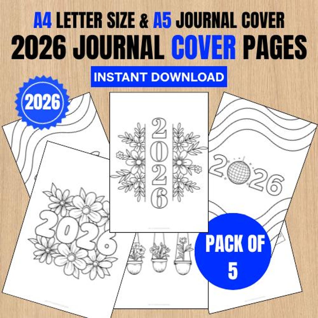 2026 Journal Cover Pages, Printable 2026 Planner Cover, 2026 Journal ...