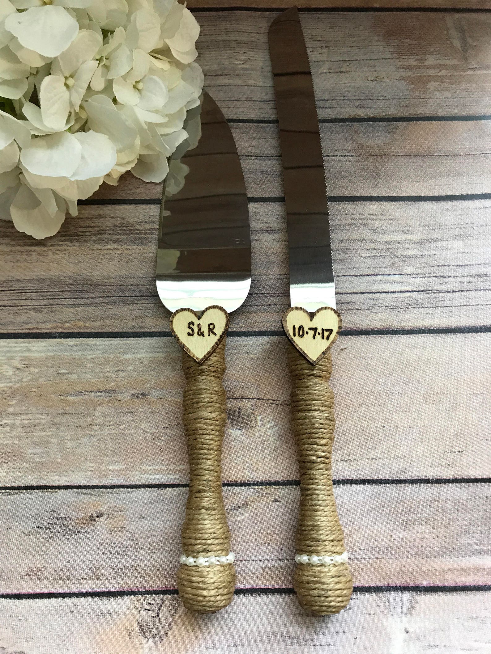 Personalisierte Hochzeit Tortenheber & Messer Set rustikale | Etsy