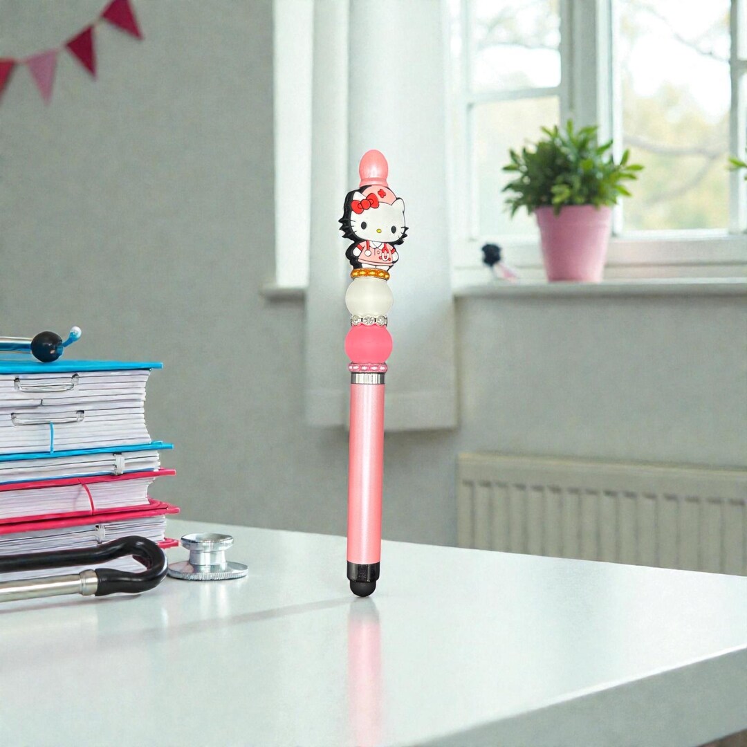 Pink Nurse Character Stylus Pen With Beaded Details - Etsy