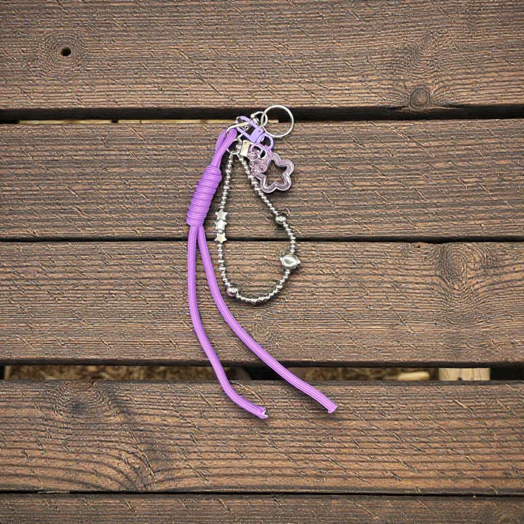 Purple Braided Keychain With Silver Charms - Etsy