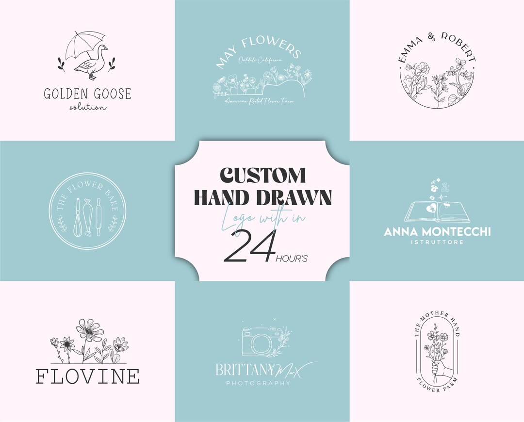 Custom Hand Drawn Logo Design, Custom Logo for Business, Handdrawn Logo ...