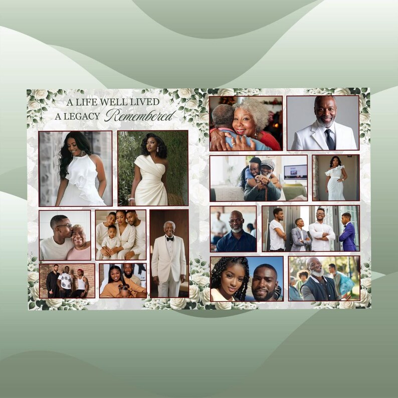 Green & White Funeral Program Template: 8-page Memorial (canva, Digital ...