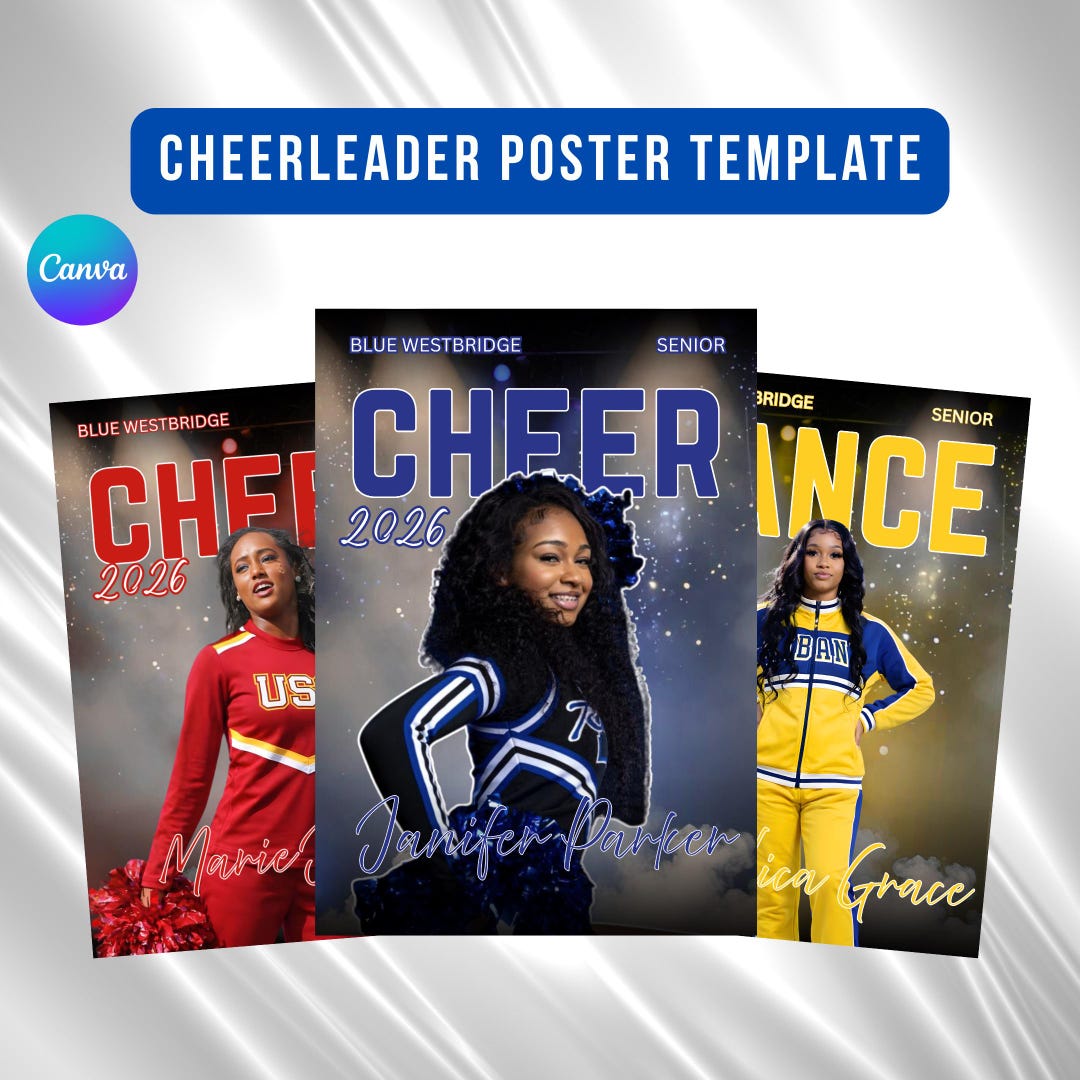 Cheerleading Senior Night Poster Template | Canva Editable (digital ...