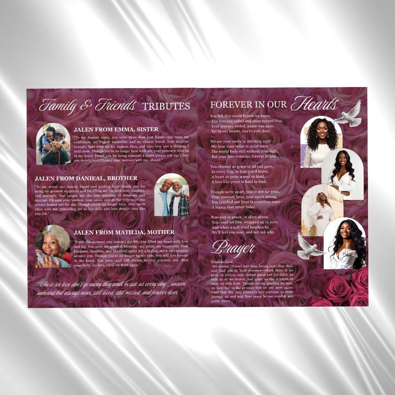 Pink Funeral Program Template: 8-page Memorial (canva, Digital Download ...