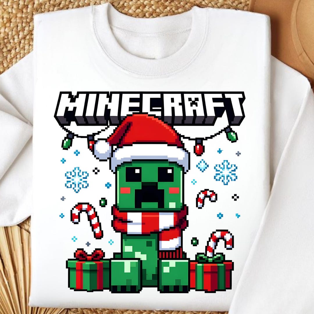 Mine-craft Creeper Christmas PNG, Merry Creepmas Png, Holiday Gamer Png ...