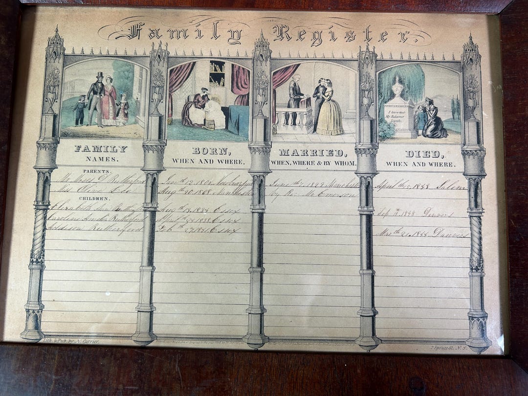 Antique Framed Family Register - Etsy
