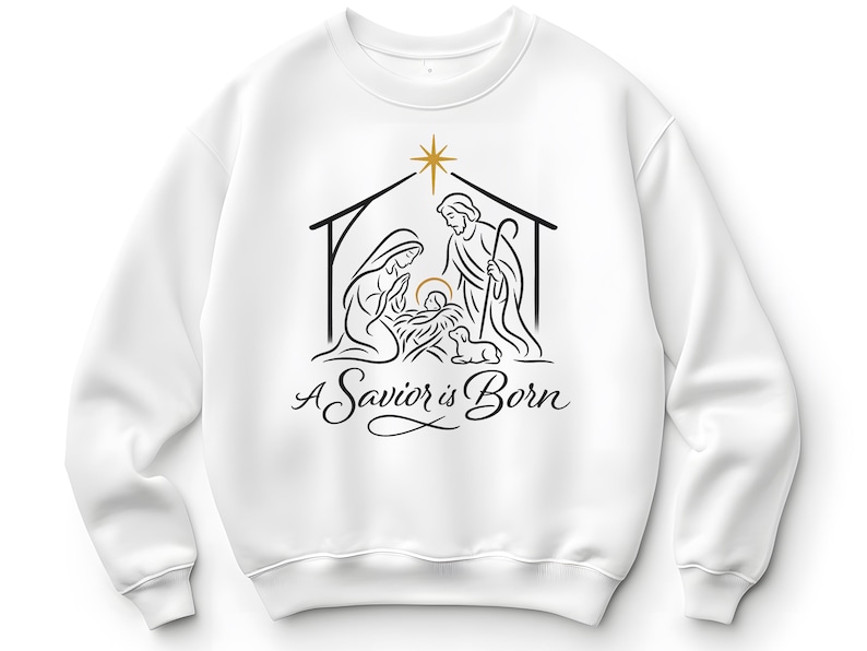 Nativity Scene Line Art PNG | Minimalist Christmas Design (digital ...