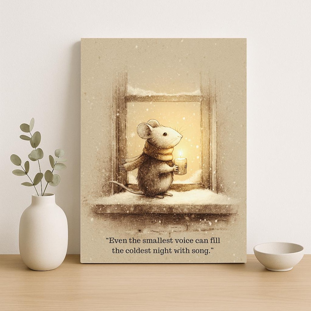 The Caroling Mouse | Vintage Christmas Wall Art | Holiday Quote ...