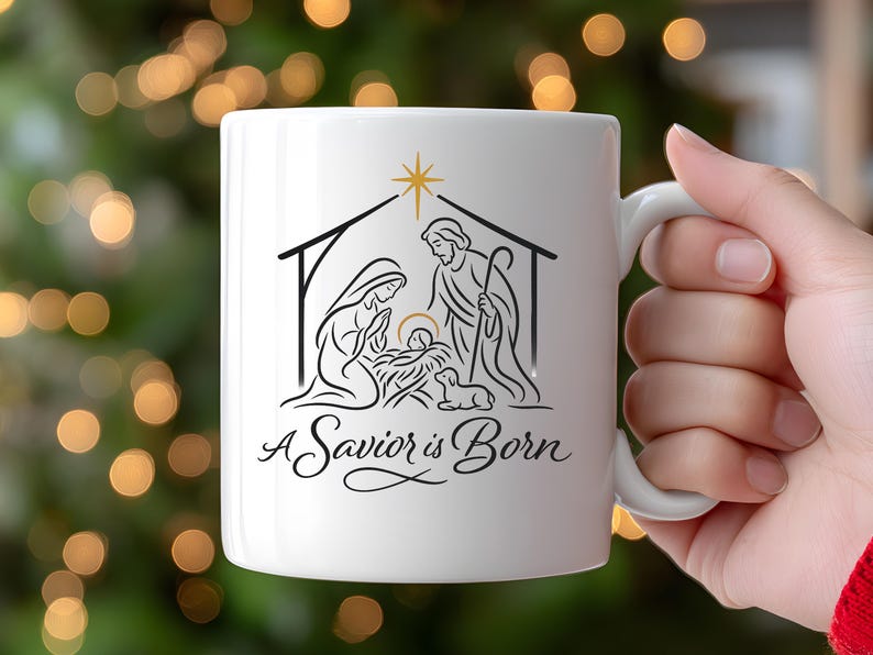 Nativity Scene Line Art PNG | Minimalist Christmas Design (digital ...