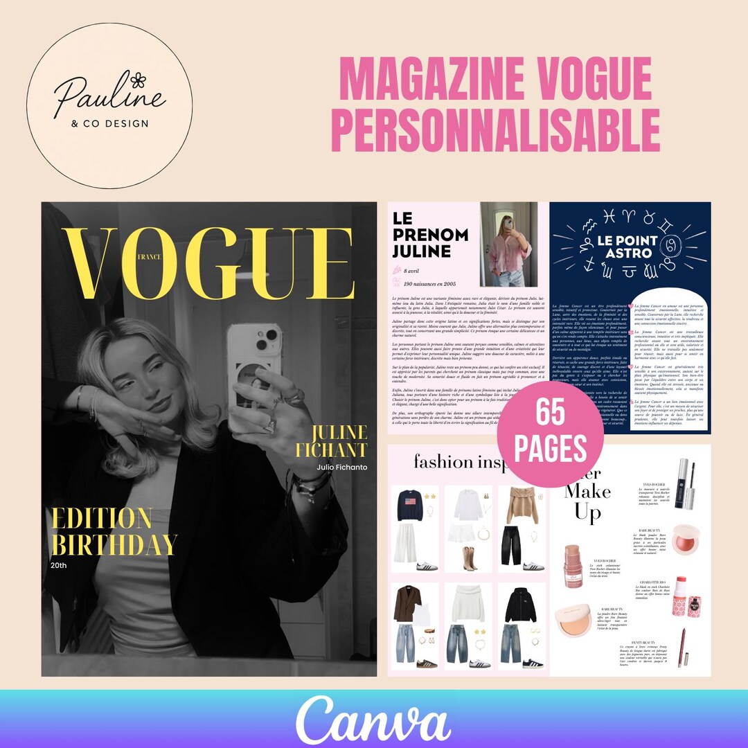 Magazine personnalisable - Magazine Vogue - Template - Etsy France