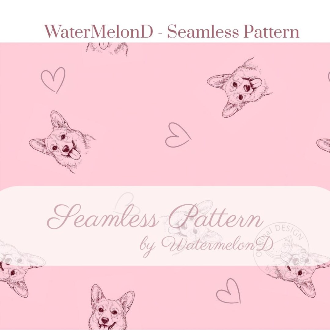 Corgi Seamless Pattern – Dog Illustration in Pink for Fabric, Wallpaper ...