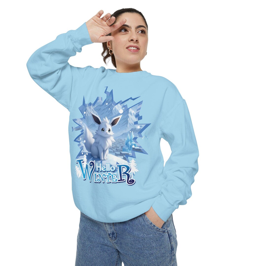 Ice Fox Poke Snowpoint Illustration Sweatshirt | Winter Snow Crystal ...