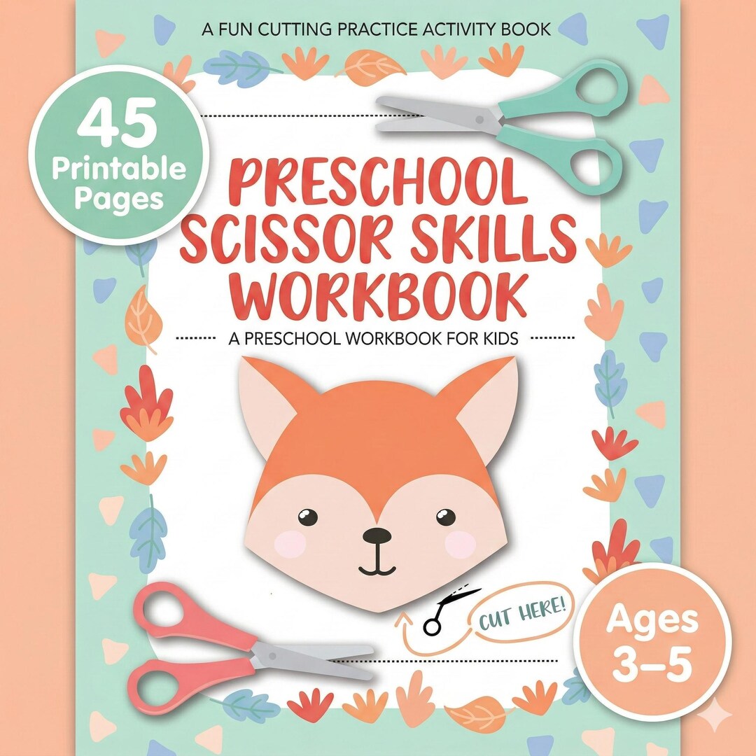 Preschool Scissor Skills Workbook | Cutting Practice Ages 3-5 ...