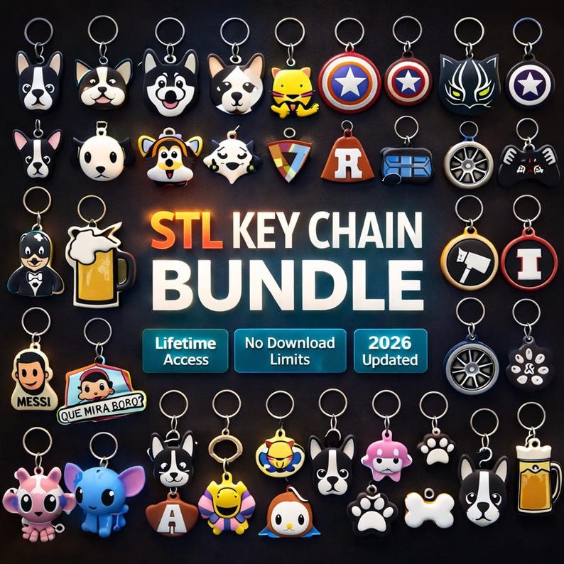 3D Printable Keychain STL Bundle | Funny, Car & Character Designs ...