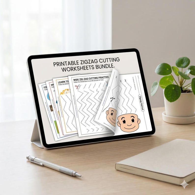 Zigzag Scissor Skills Worksheets for Kids | Cutting Practice Printable ...