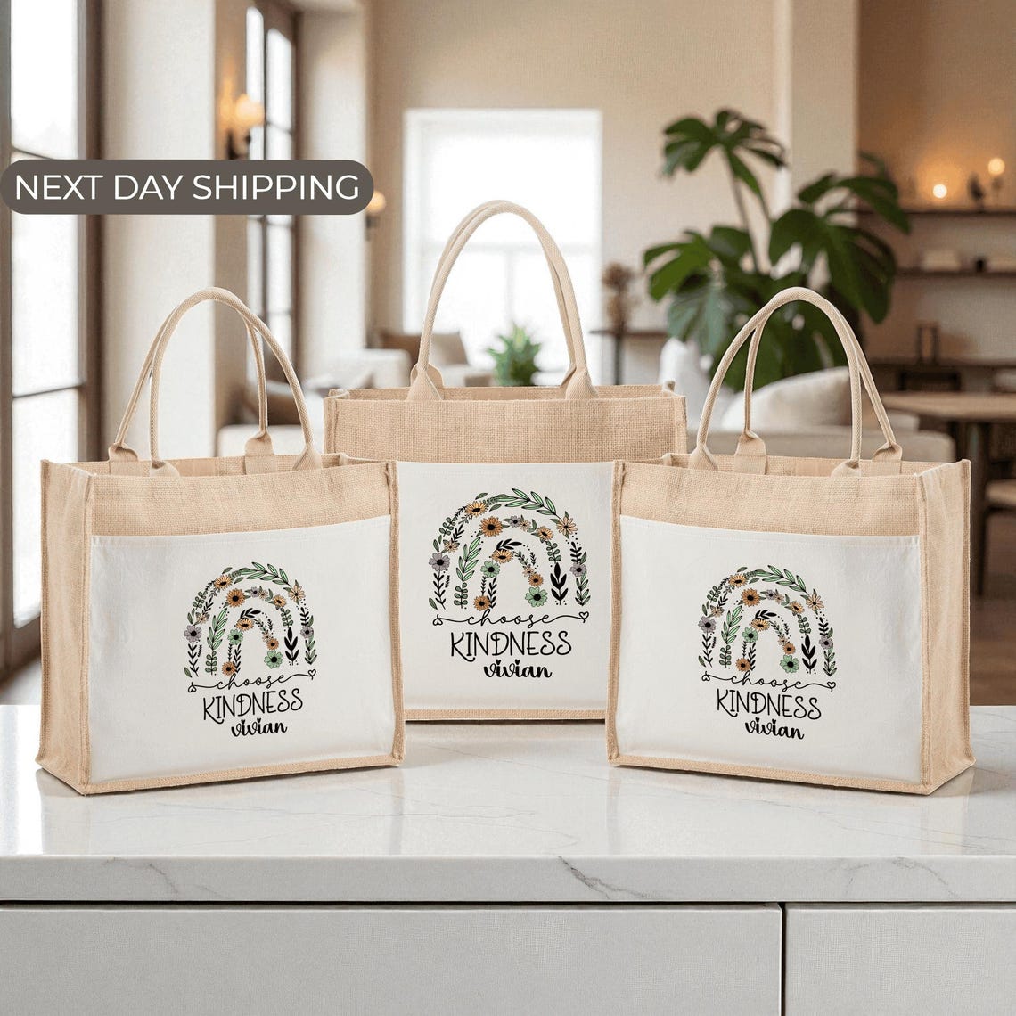 Personalized Choose Kindness Jute Bag, Positive Affirmation Gift ...