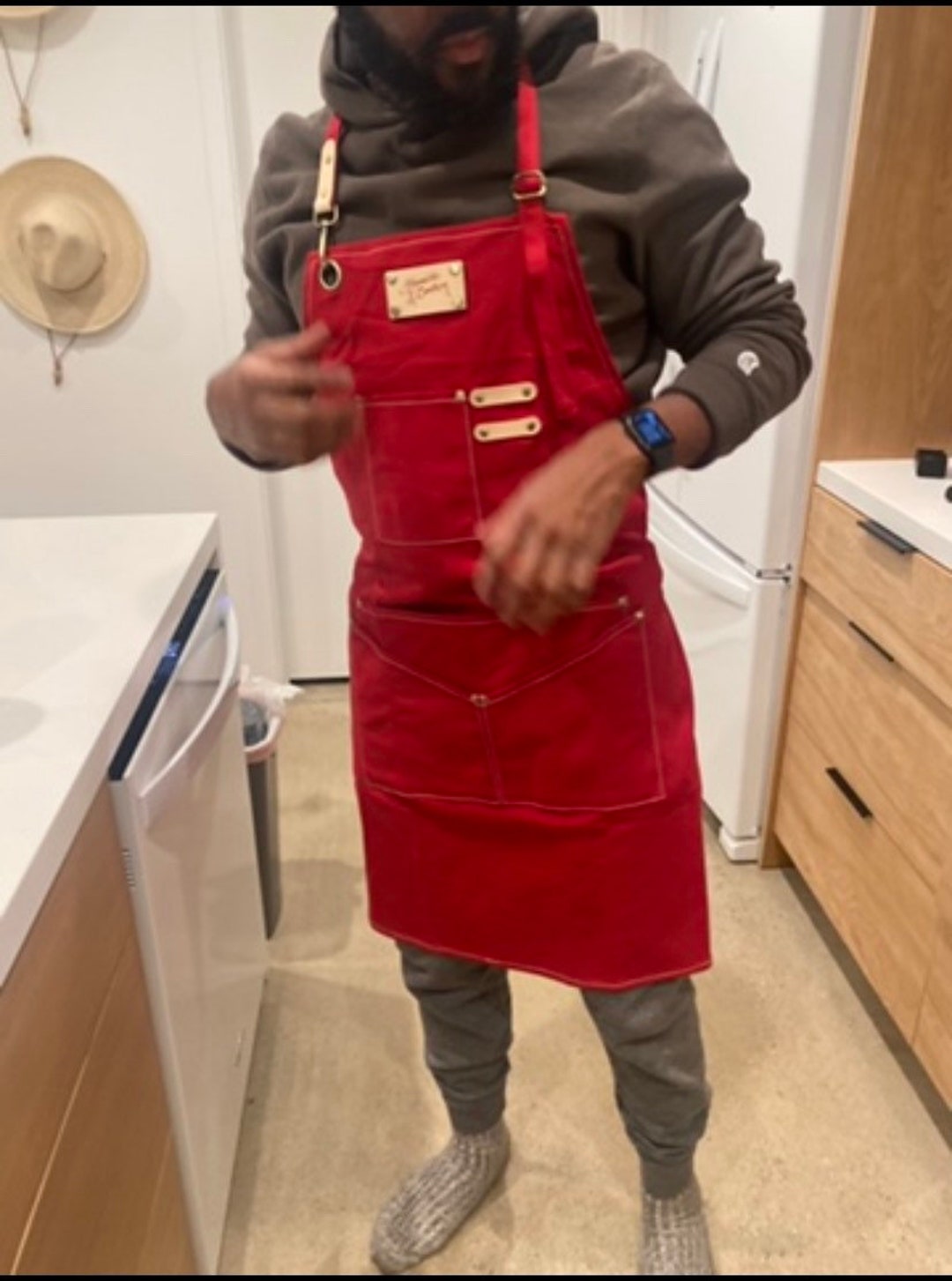 Scarlet Red Barista Aprons, Unisex Adult Apron, Res Apron, Work Apron ...