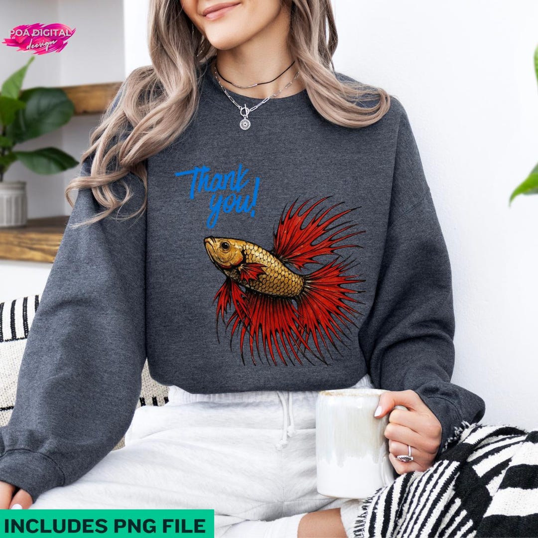Betta Fish Thank You PNG | Red and Gold Siamese Fighting Fish Clipart ...
