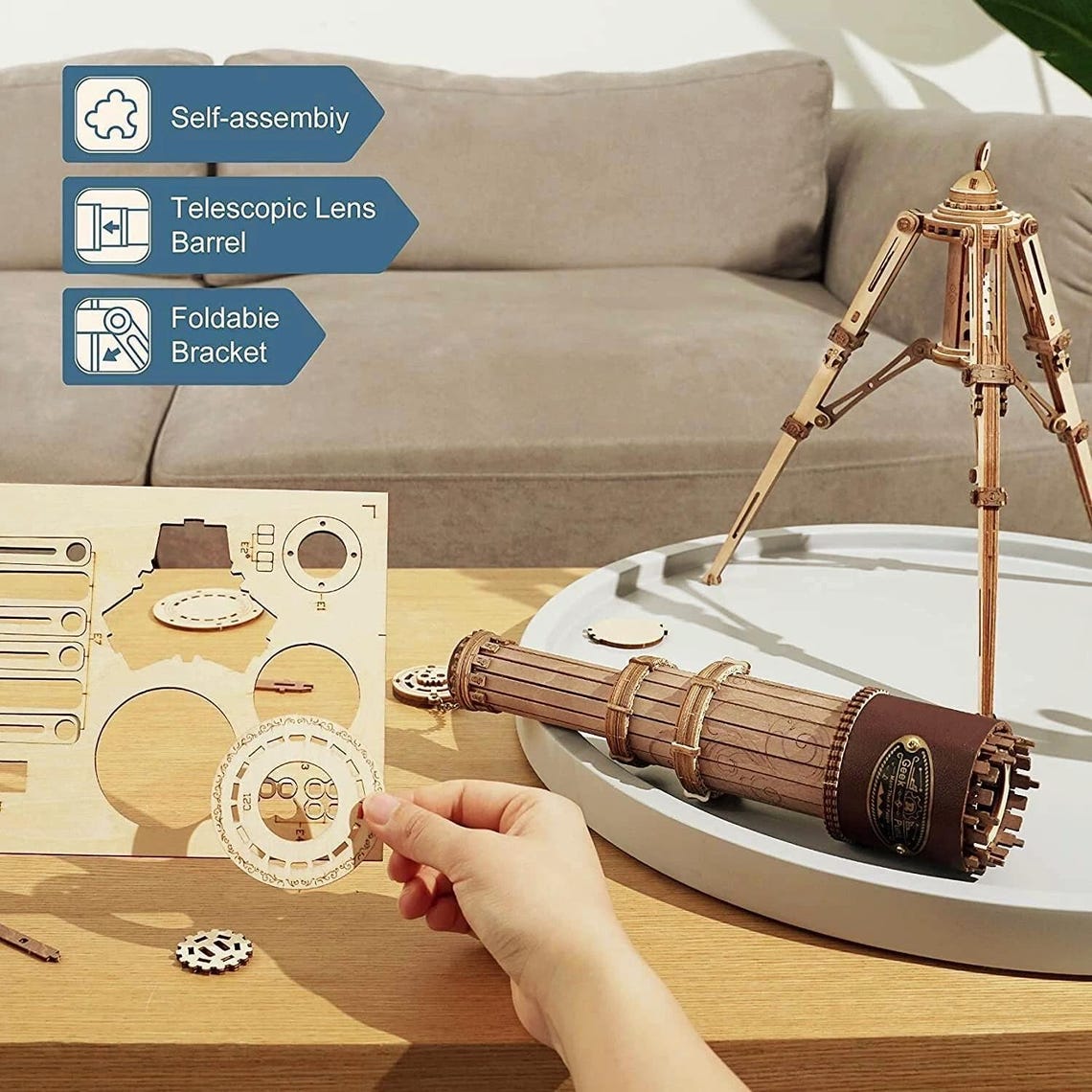 ROKR Wooden Telescope Kit | DIY Monocular Model Puzzle - Etsy