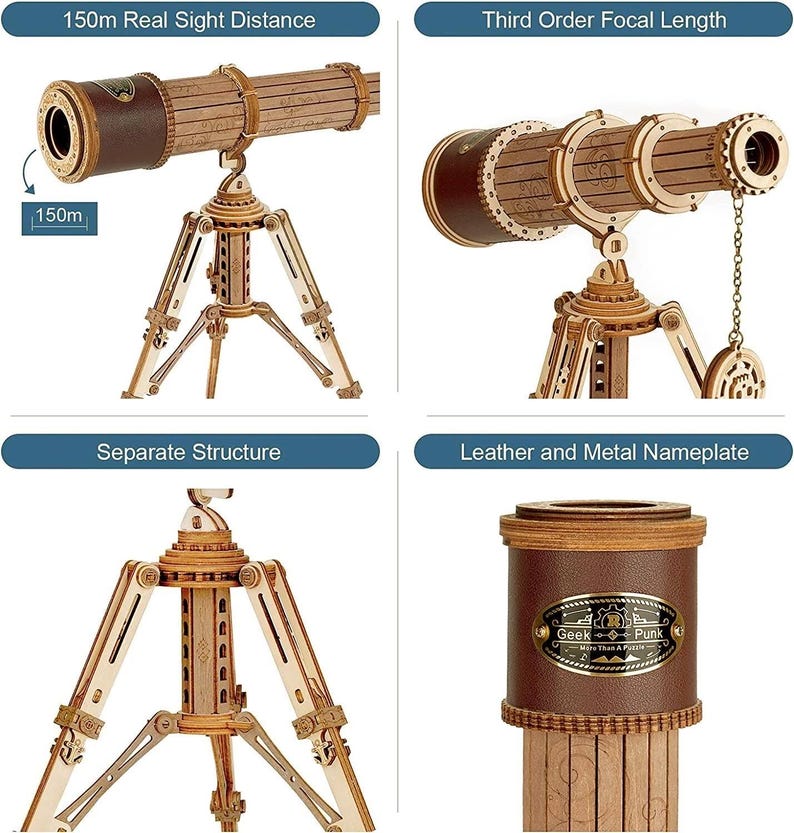 ROKR Wooden Telescope Kit | DIY Monocular Model Puzzle - Etsy